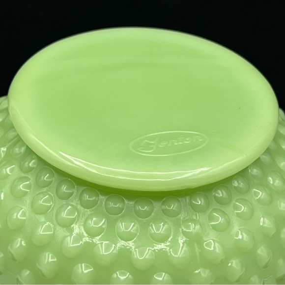 Fenton | Accents | Fenton Uranium Green Milk Glass Hobnail Ruffled Rose ...